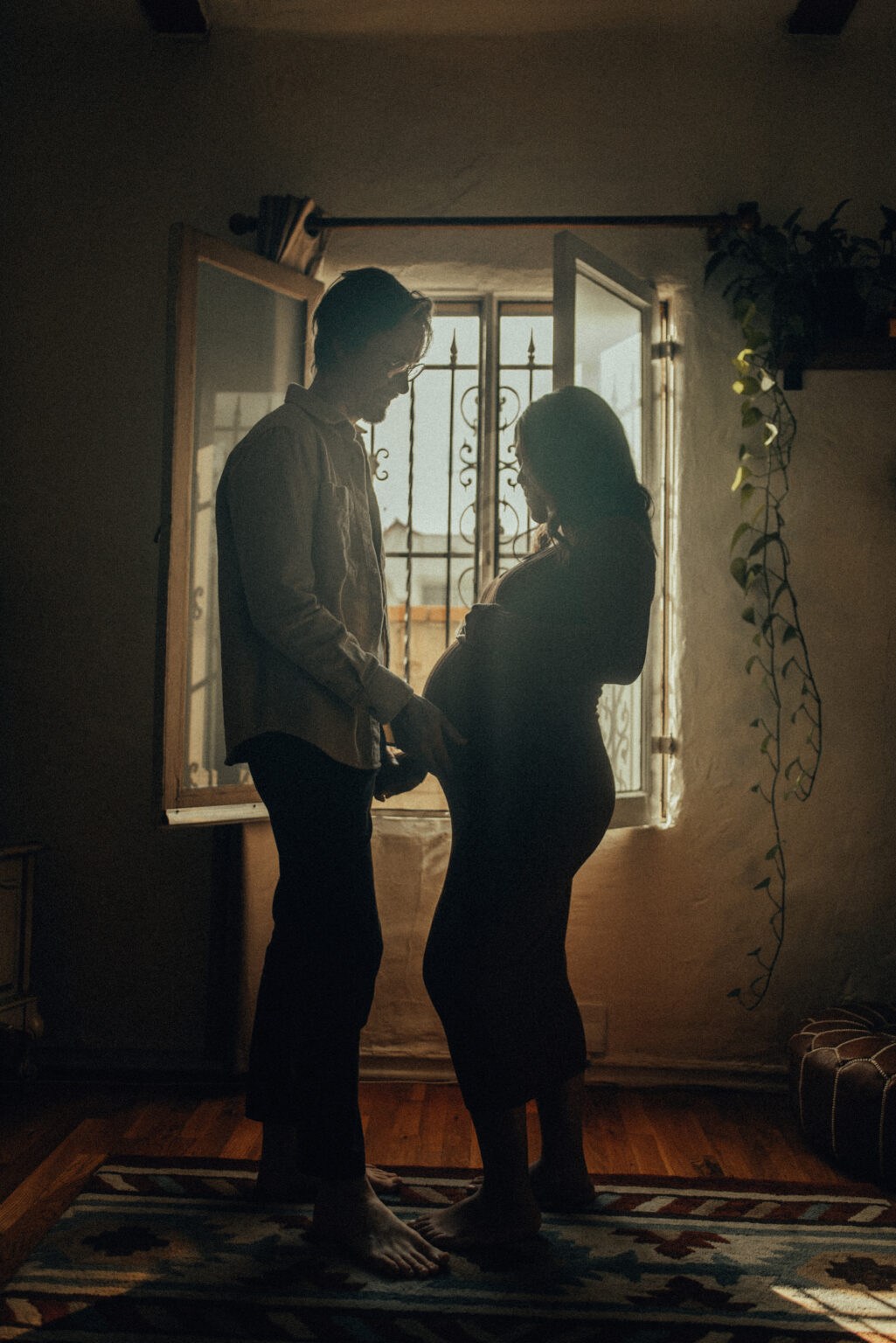 rocio & tanner — cozy boho monochromatic in-home los angeles maternity ...